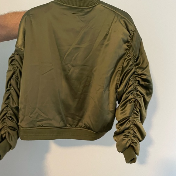 alpha and omega | Jackets & Coats | Open Front Gather Arm Bomber Jacket ...